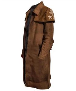 A7 Fallout NCR Ranger Duster Brown Leather Coat - usaleatherfirm