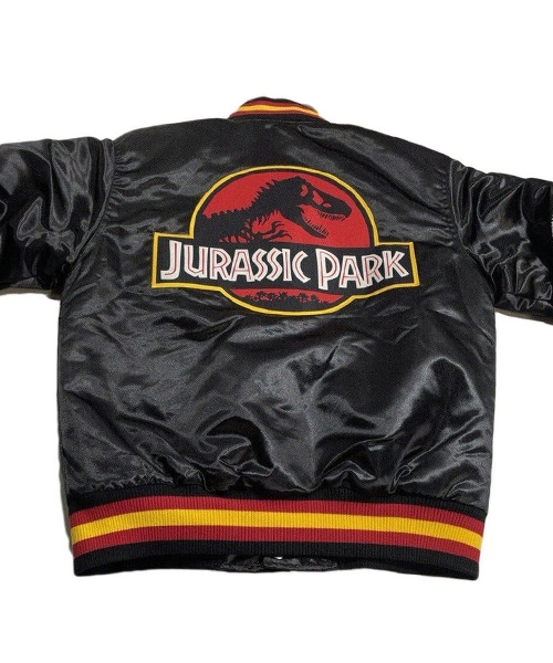Jurassic Park Black Bomber Satin Jacket - usaleatherfirm